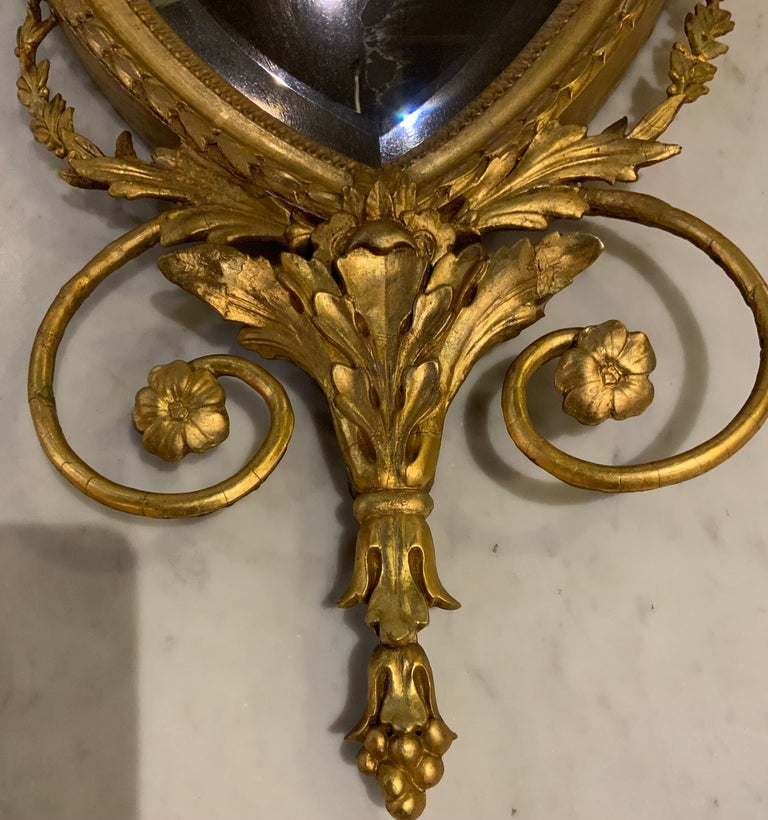 Giltwood Edwardian Shield Form Mirror in the Adam Taste For Sale at 1stDibs