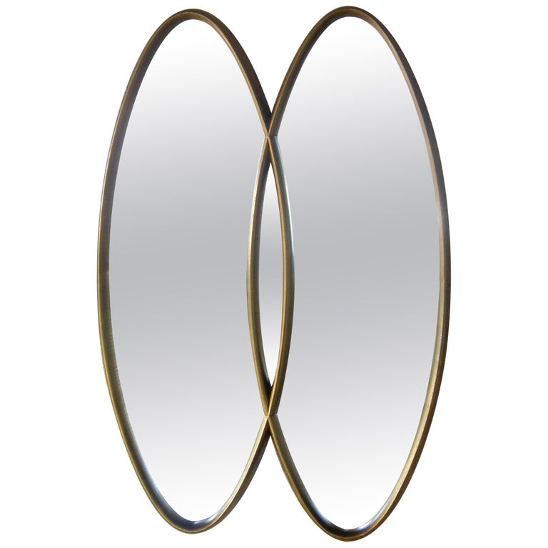 Giltwood Wall Mirror with Interlocking Double Oval Design For Sale at ...