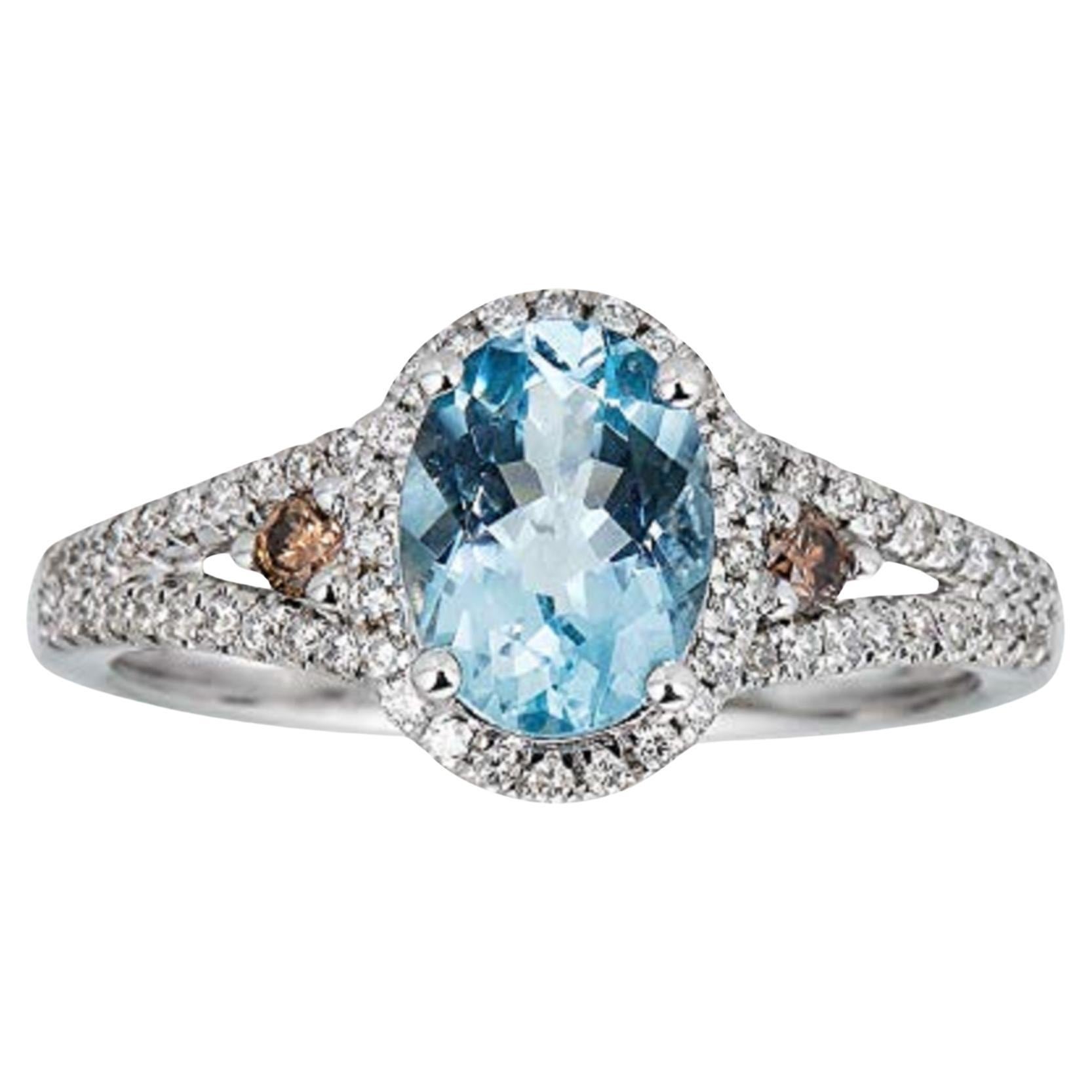 Gin and Grace 14K White Gold Genuine Aquamarine Ring with Diamonds for ...