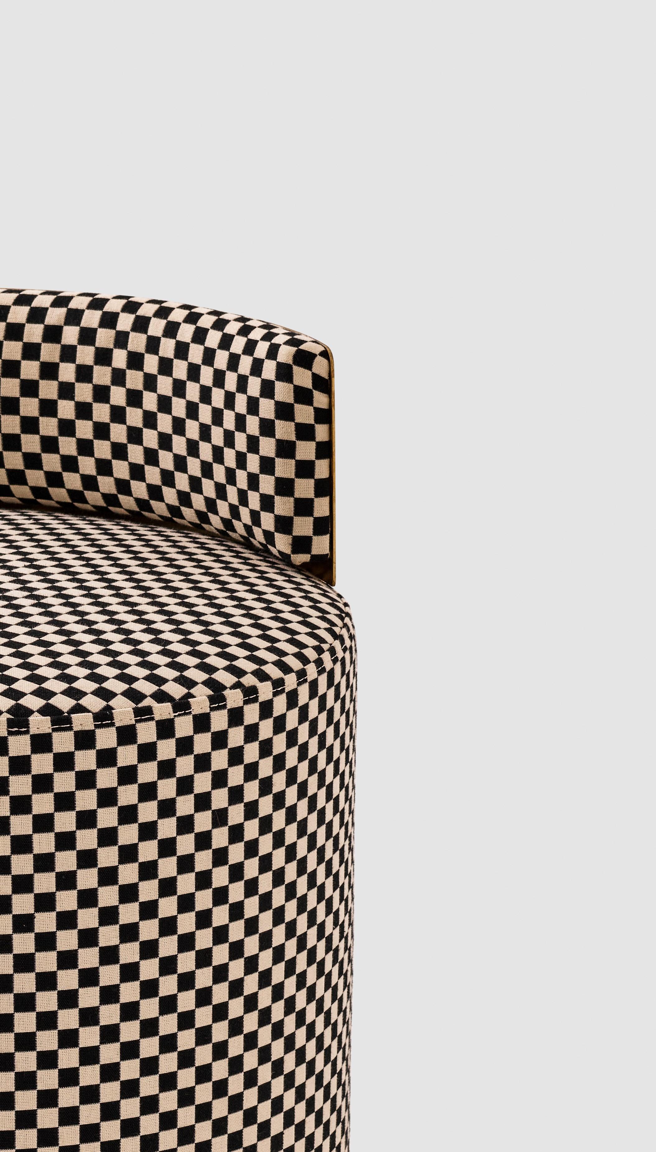 Gina Checkered Stool with Brass Back For Sale at 1stDibs