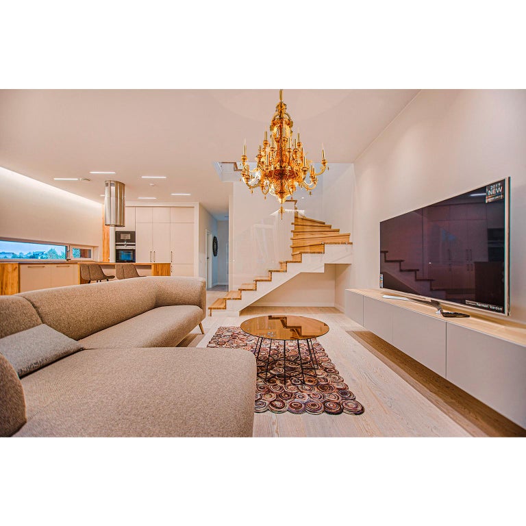 "Gina Gold 24k" Modern Golden Chandelier, 24 Lights For Sale at 1stDibs ...