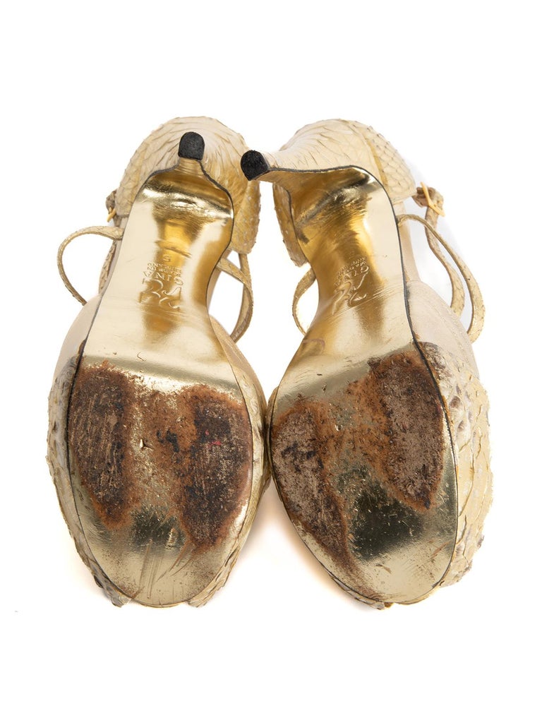 Gina Women's Gold Snakeskin Platform Heel For Sale at 1stDibs