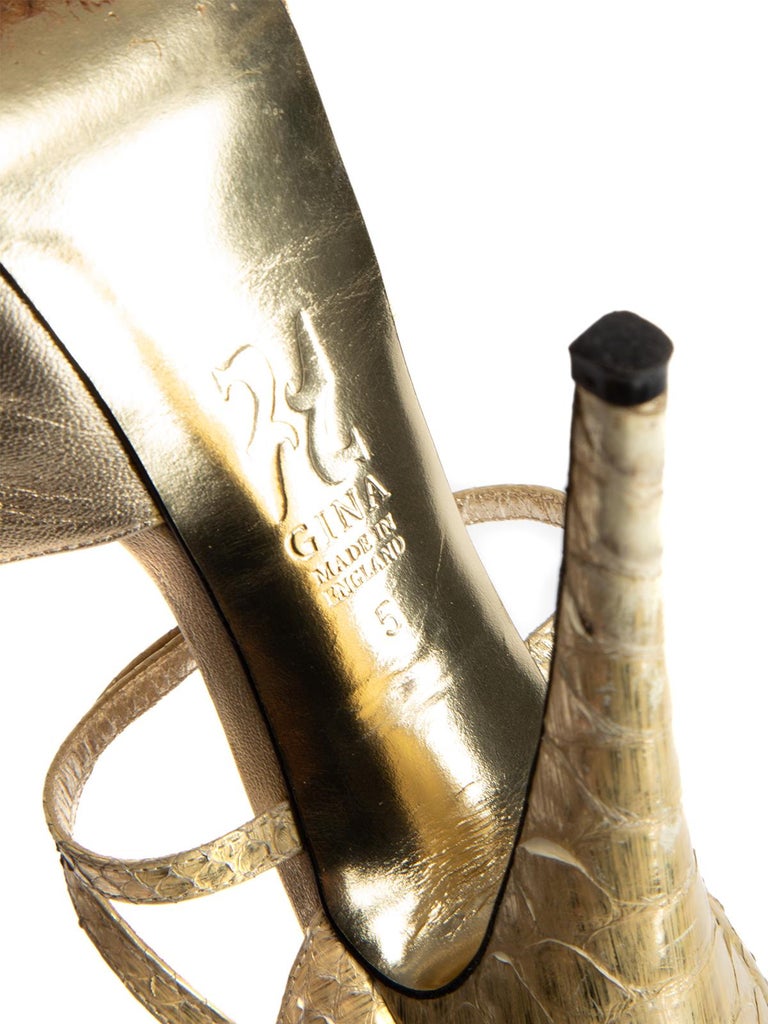 Gina Women's Gold Snakeskin Platform Heel For Sale at 1stDibs