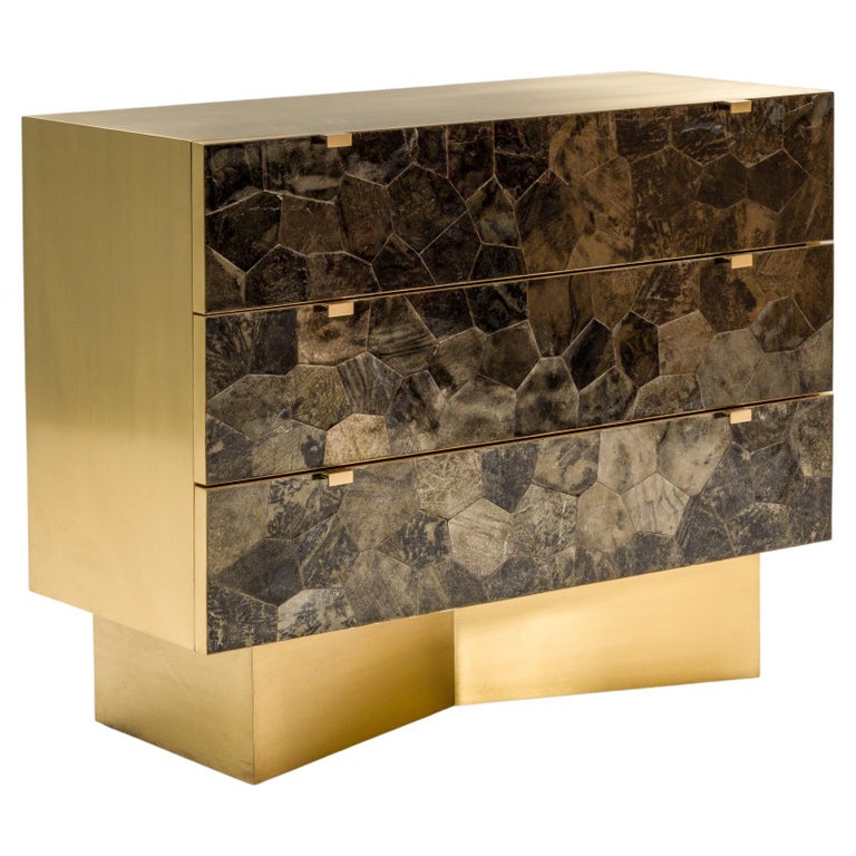 Ginger Brown Lava Stone and Shagreen Apodis Chest of Drawers at 1stDibs