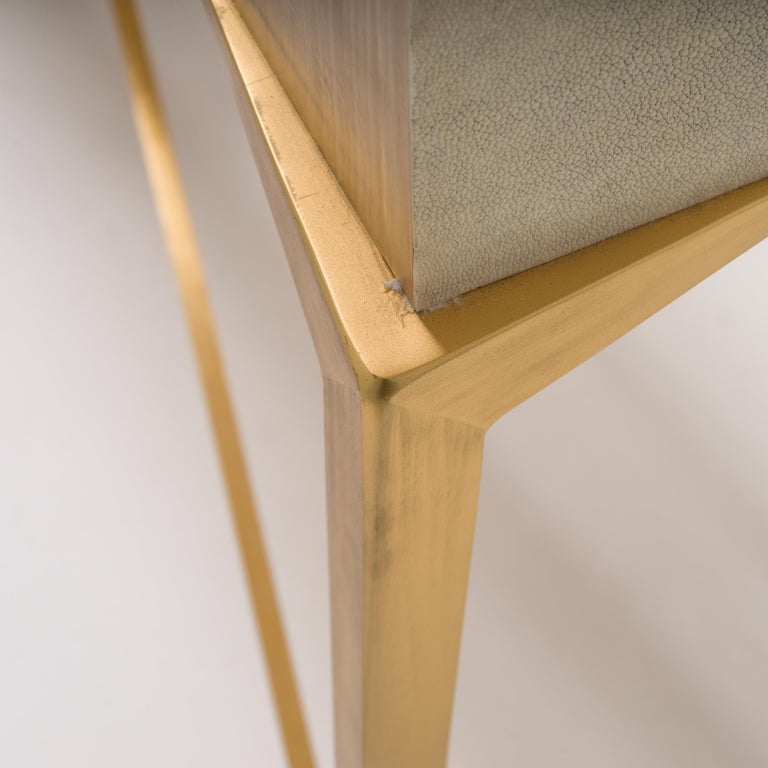 Ginger Brown Shagreen and Brass Hydra Console Table For Sale at 1stDibs