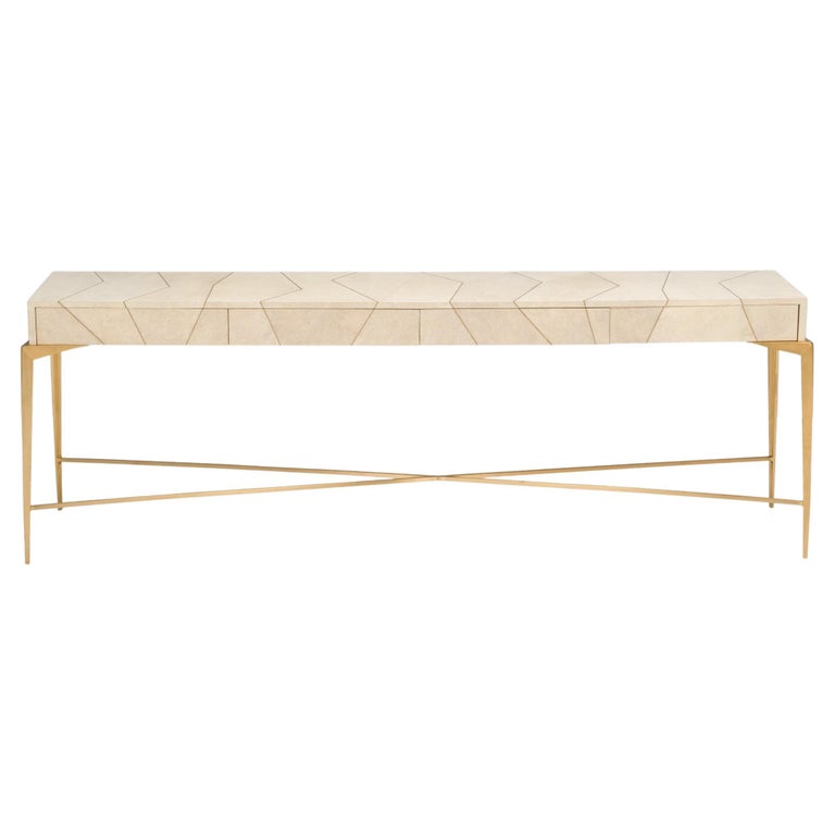 Ginger Brown Shagreen and Brass Hydra Console Table For Sale at 1stDibs