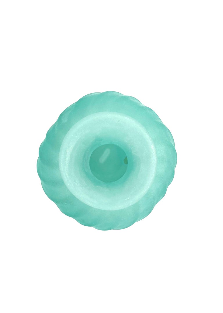 Gino Cenedese, Murano Frosted Glass Aqua Green Vase, Cenedese, Murano ...