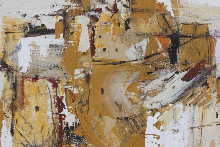 Gino Hollander - Large Gestural Yellow Toned Abstract Expressionist ...
