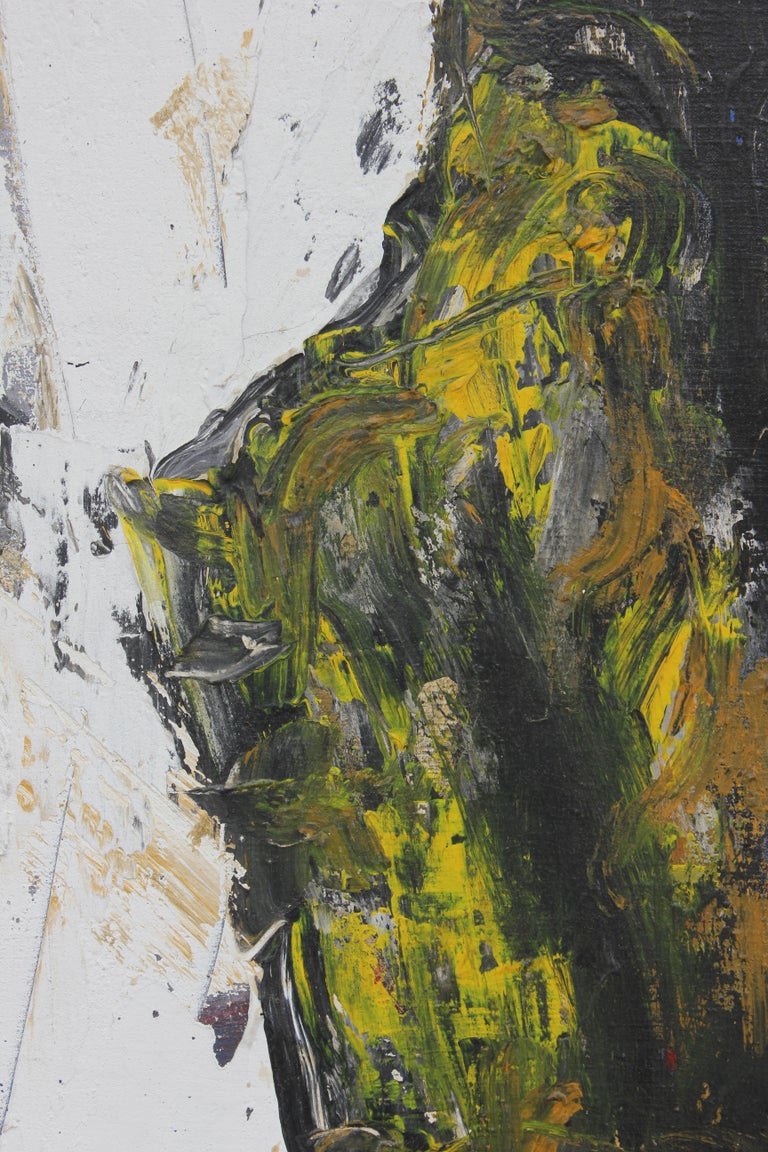 Gino Hollander - Large Yellow and Grey Gestural Tonal Abstract ...