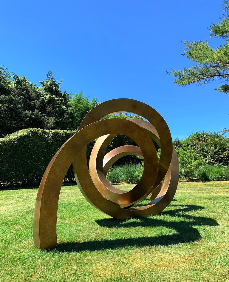 Gino Miles - «helter », grande sculpture abstraite en métal bronze de ...