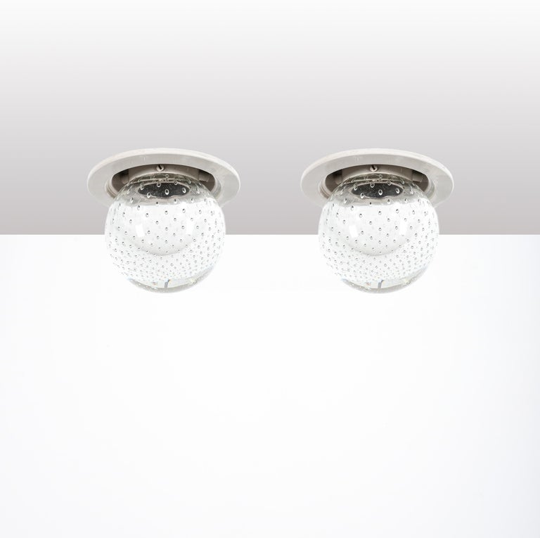Gino Sarfatti Glass Flush Mounts Recessed Lights Pair SP/16 for ...