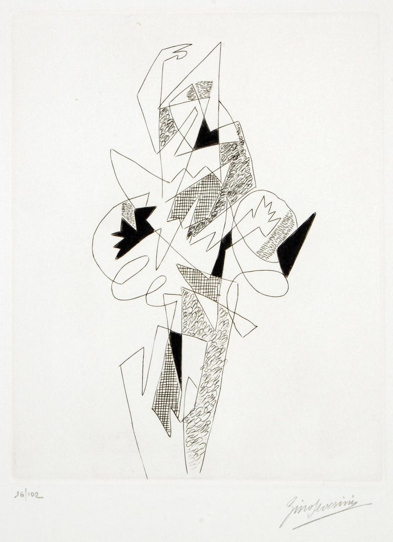 Gino Severini - Arlecchino - Original Etching by G. Severini - 1964 at ...