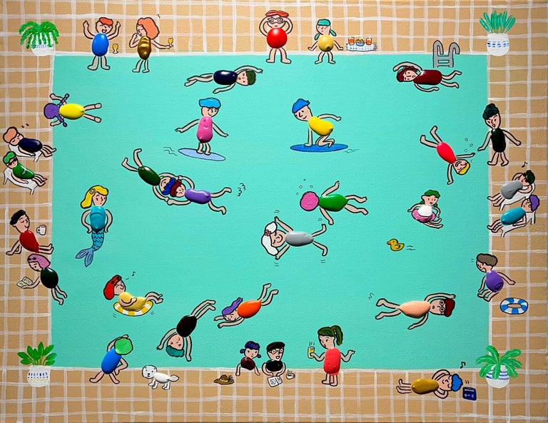 Giny Kim - Swimming Pool - Family Day - Kids For Sale at 1stDibs