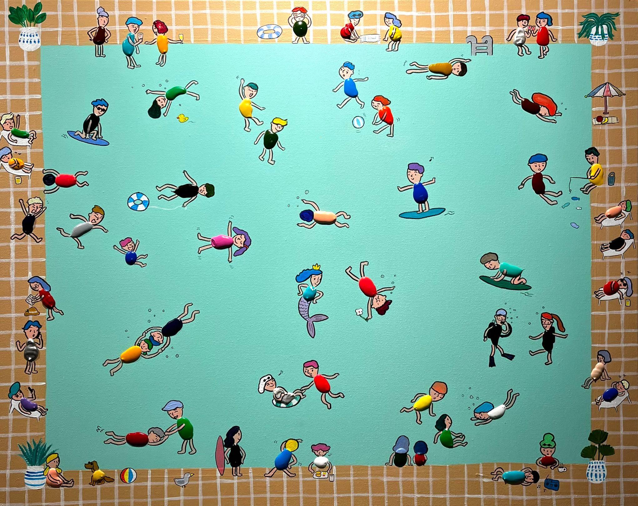 Giny Kim - Swimming Pool - Family Day - Kids For Sale at 1stDibs