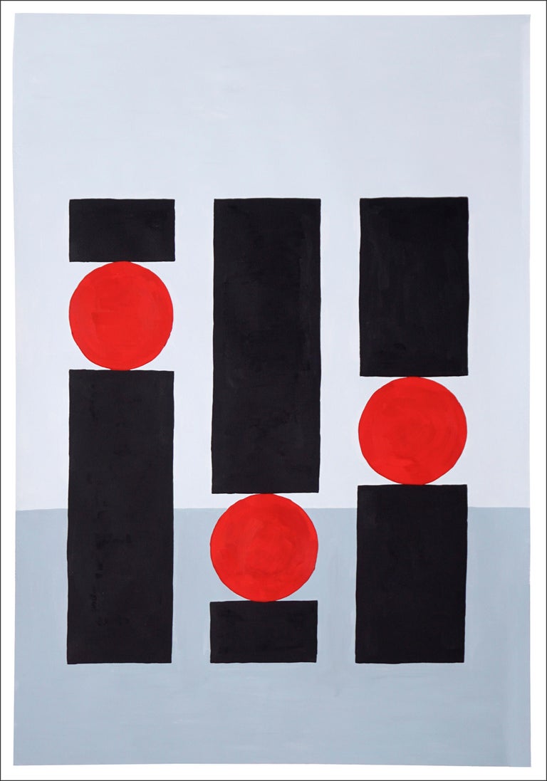 Gio Bellagio - Balance Study for Building, Grey Tones, Red Geometric ...