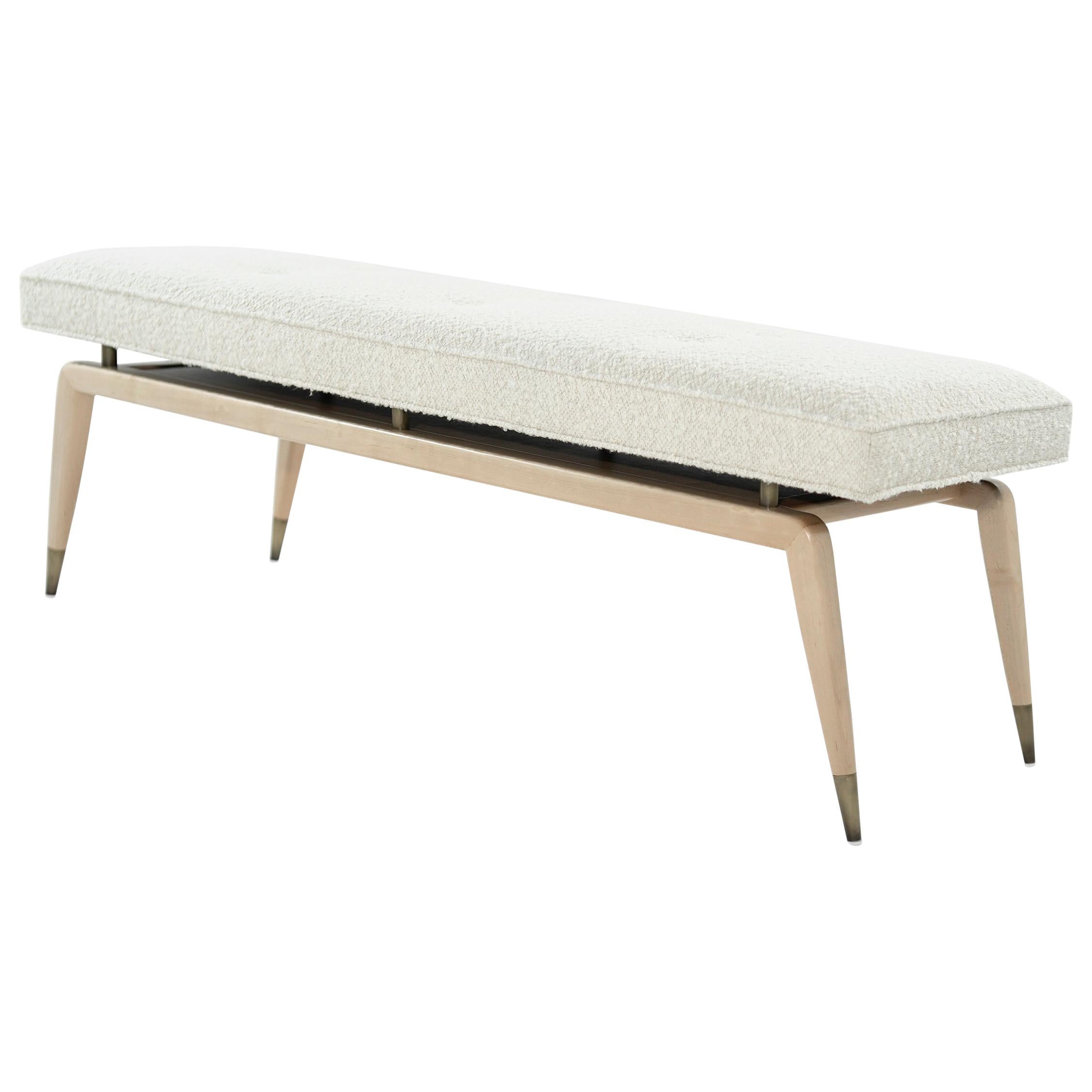 Gio Walnut Bench in Bouclé For Sale at 1stDibs