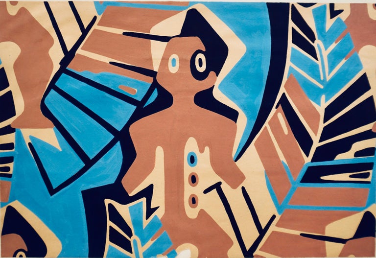 Gio Colucci - Untitled: Abstract Figure and Leaves For Sale at 1stDibs