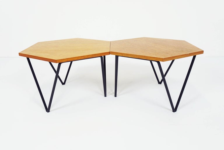 Gio Ponti 1955 ISA Hexagonal Modular Coffee Tables in Ash and Metal at ...