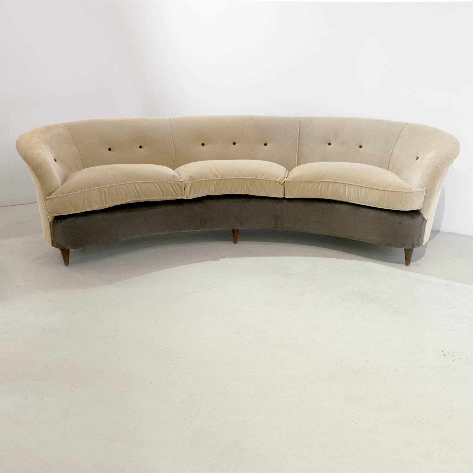 Gio Ponti Curved Three-Seat Sofa, 1940 at 1stDibs | gio ponti sofa