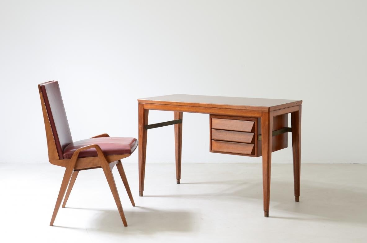 Gio Ponti, elegant oak desk designed for the National bank For Sale at ...