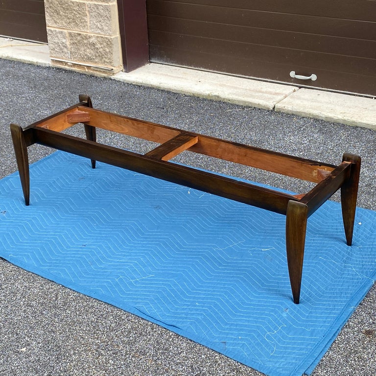 Gio Ponti for M. Singer and Sons Walnut Coffee Table with Travertine ...