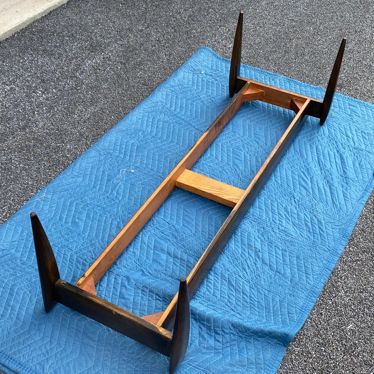 Gio Ponti for M. Singer and Sons Walnut Coffee Table with Travertine ...