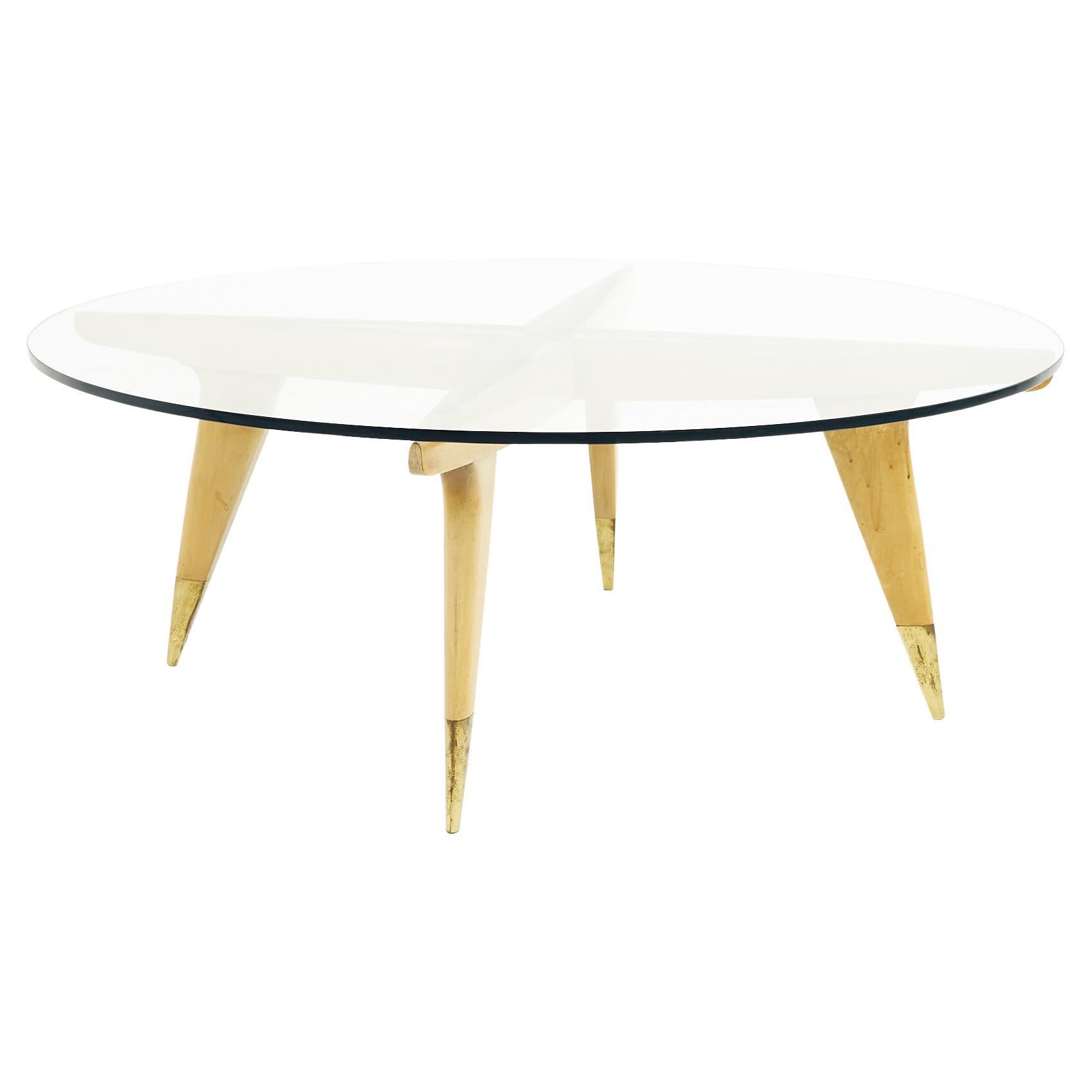 Gio Ponti for M. Singer and Sons Walnut Coffee Table with Travertine ...