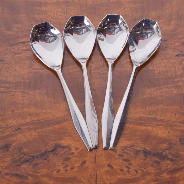 Gio Ponti Stainless Flatware Set of Four Diamond Soup Spoons for Reed ...