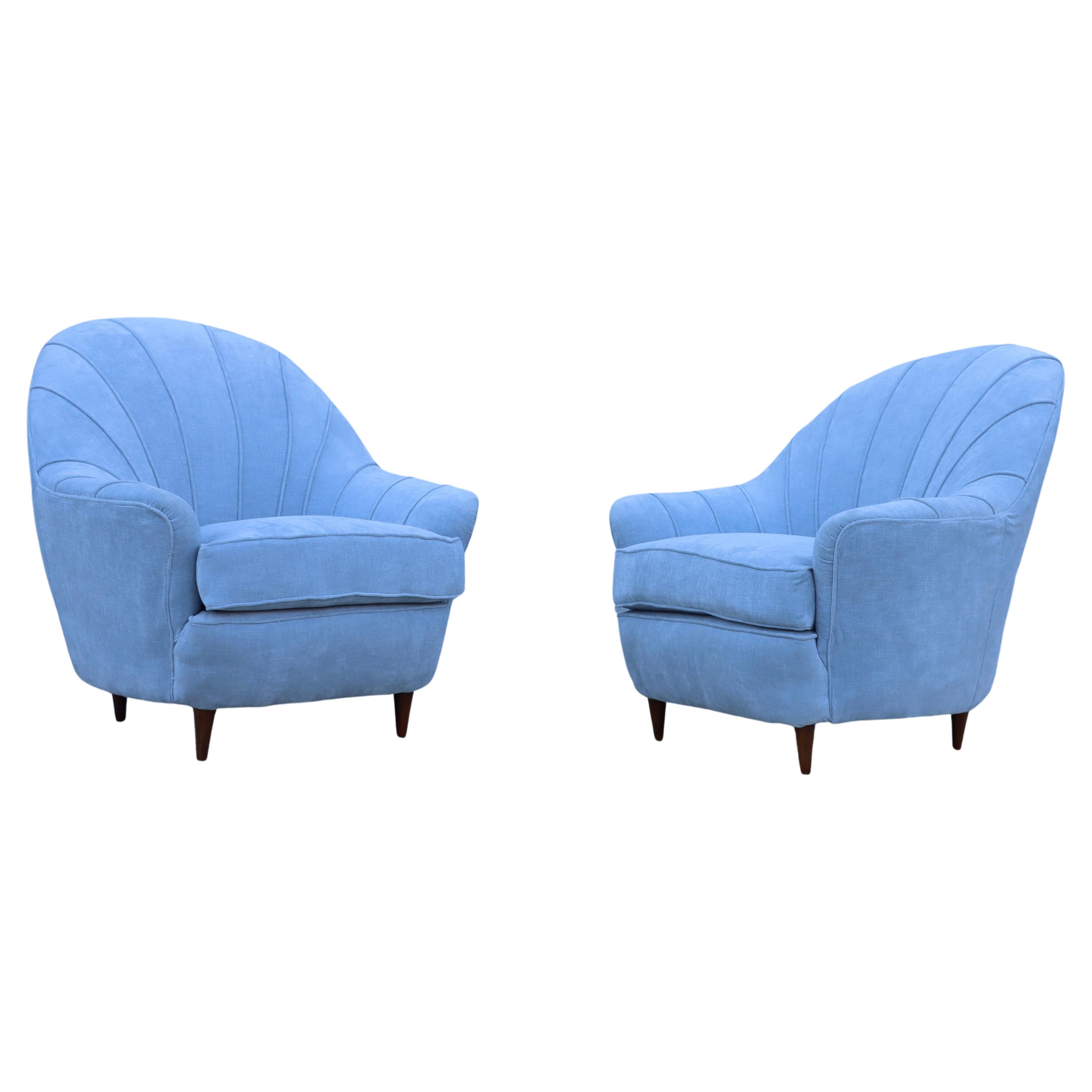 Gio Ponti Style Arm Chair And Swivel Ottoman Italian Mid-century at 1stDibs