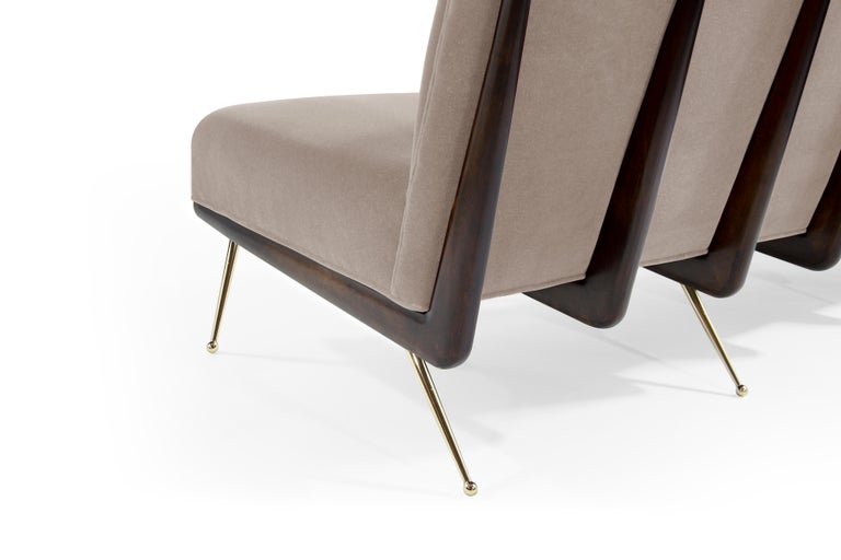 Gio Ponti Style Boomerang Sofa on Brass Legs at 1stDibs