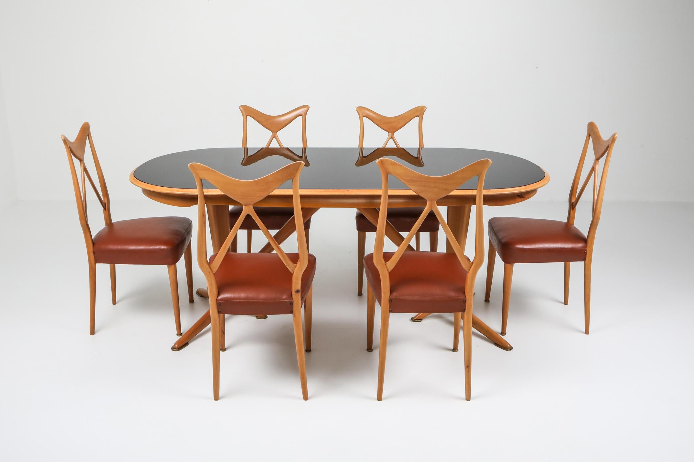Gio Ponti Style Oak Dining Table For Sale at 1stDibs