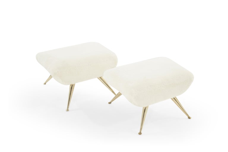 Gio Ponti Style Sputnik Stools in Shearling at 1stDibs