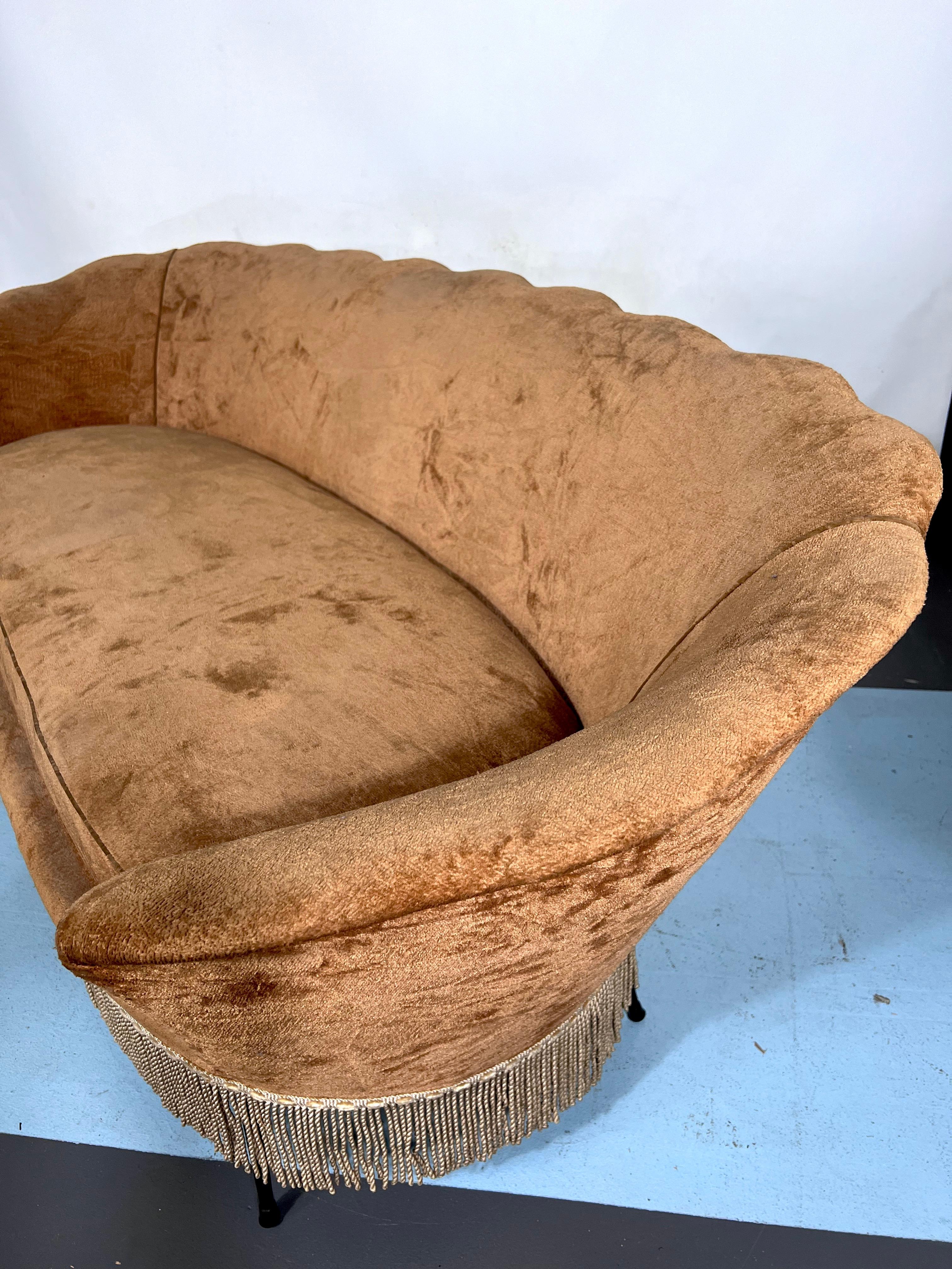 Gio Ponti Style, Vintage Italian Velvet Sofa Set from 50s at 1stDibs