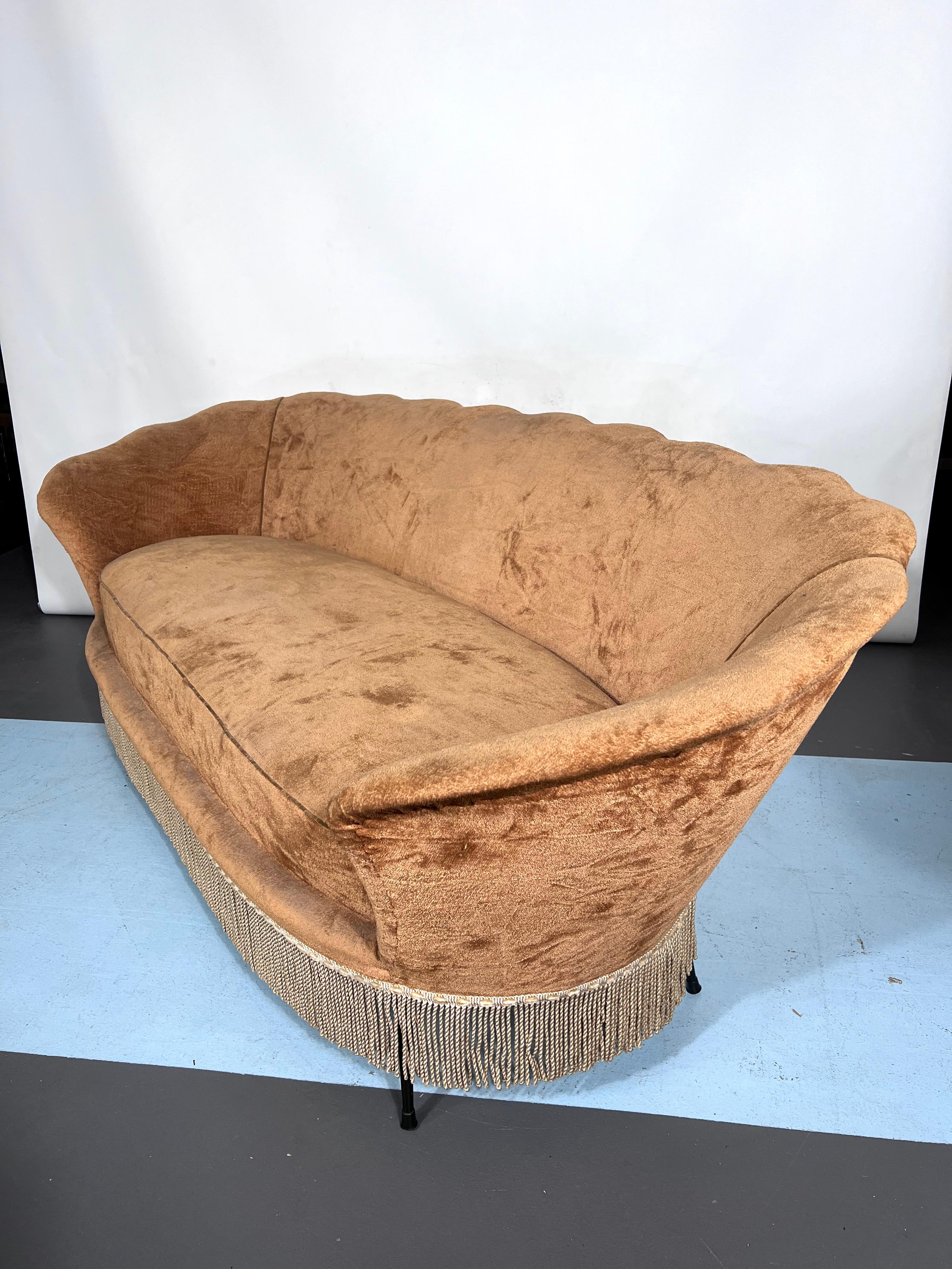 Gio Ponti Style, Vintage Italian Velvet Sofa Set from 50s at 1stDibs