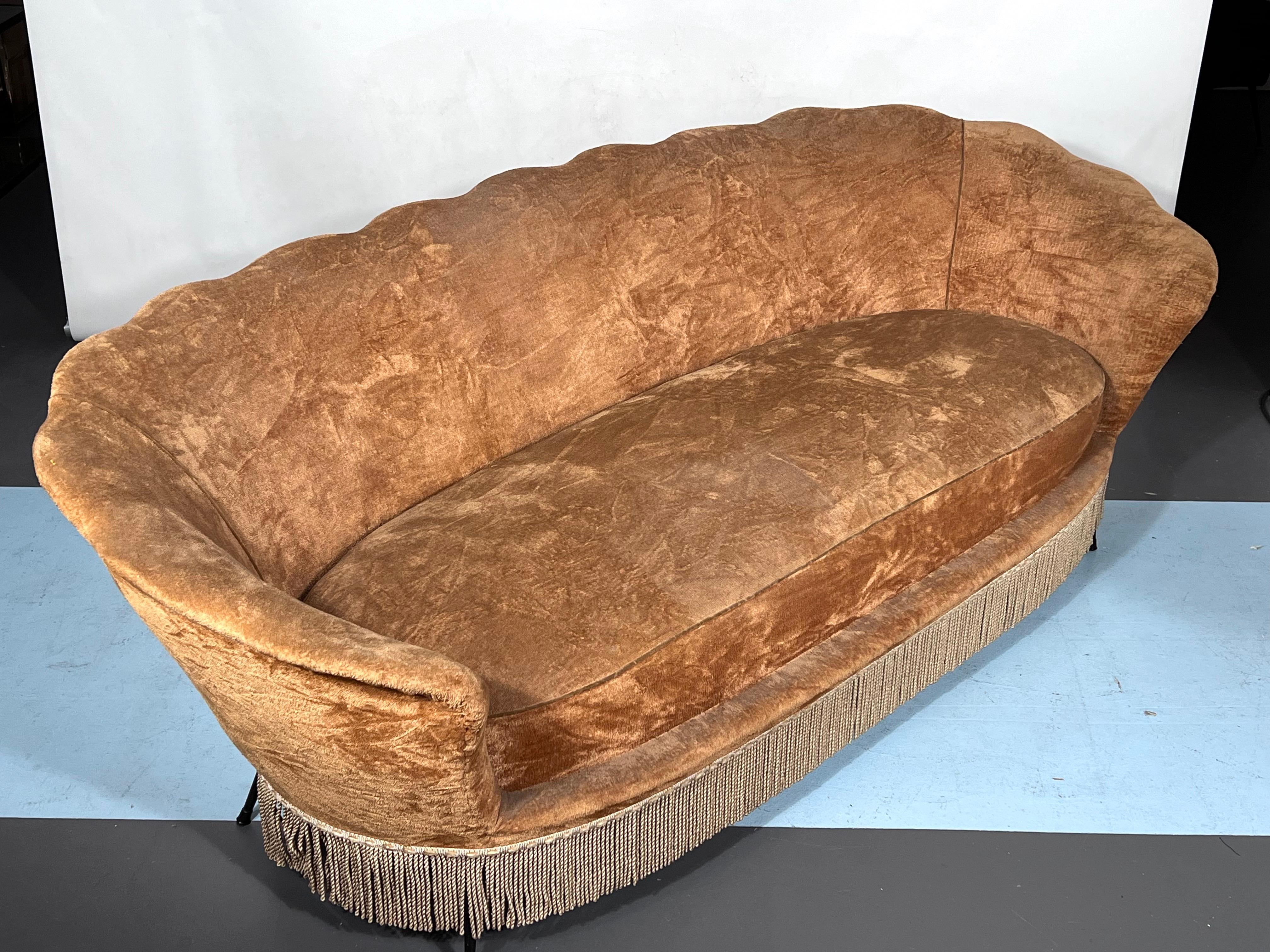 Gio Ponti Style, Vintage Italian Velvet Sofa Set from 50s at 1stDibs