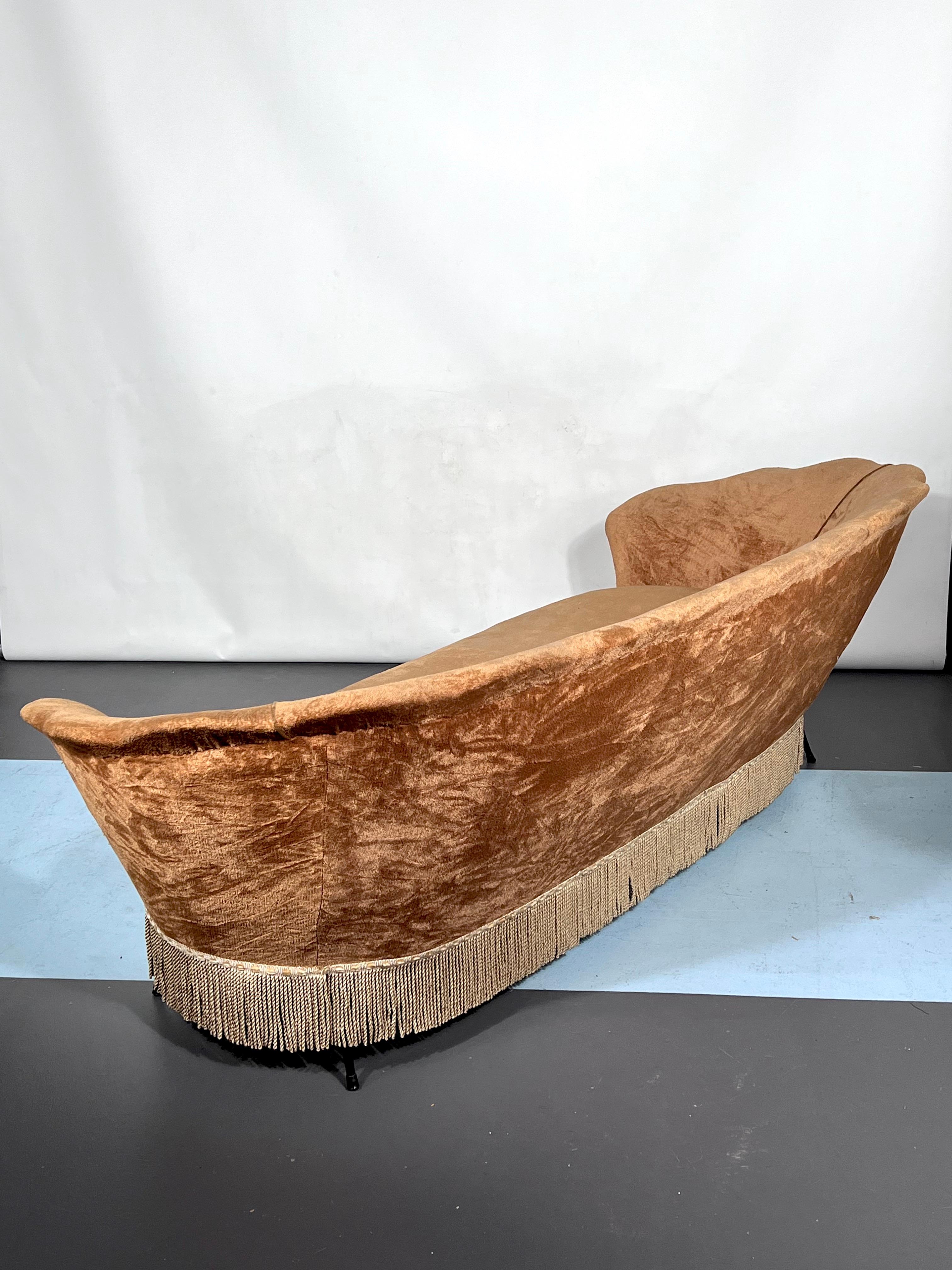 Gio Ponti Style, Vintage Italian Velvet Sofa Set from 50s at 1stDibs