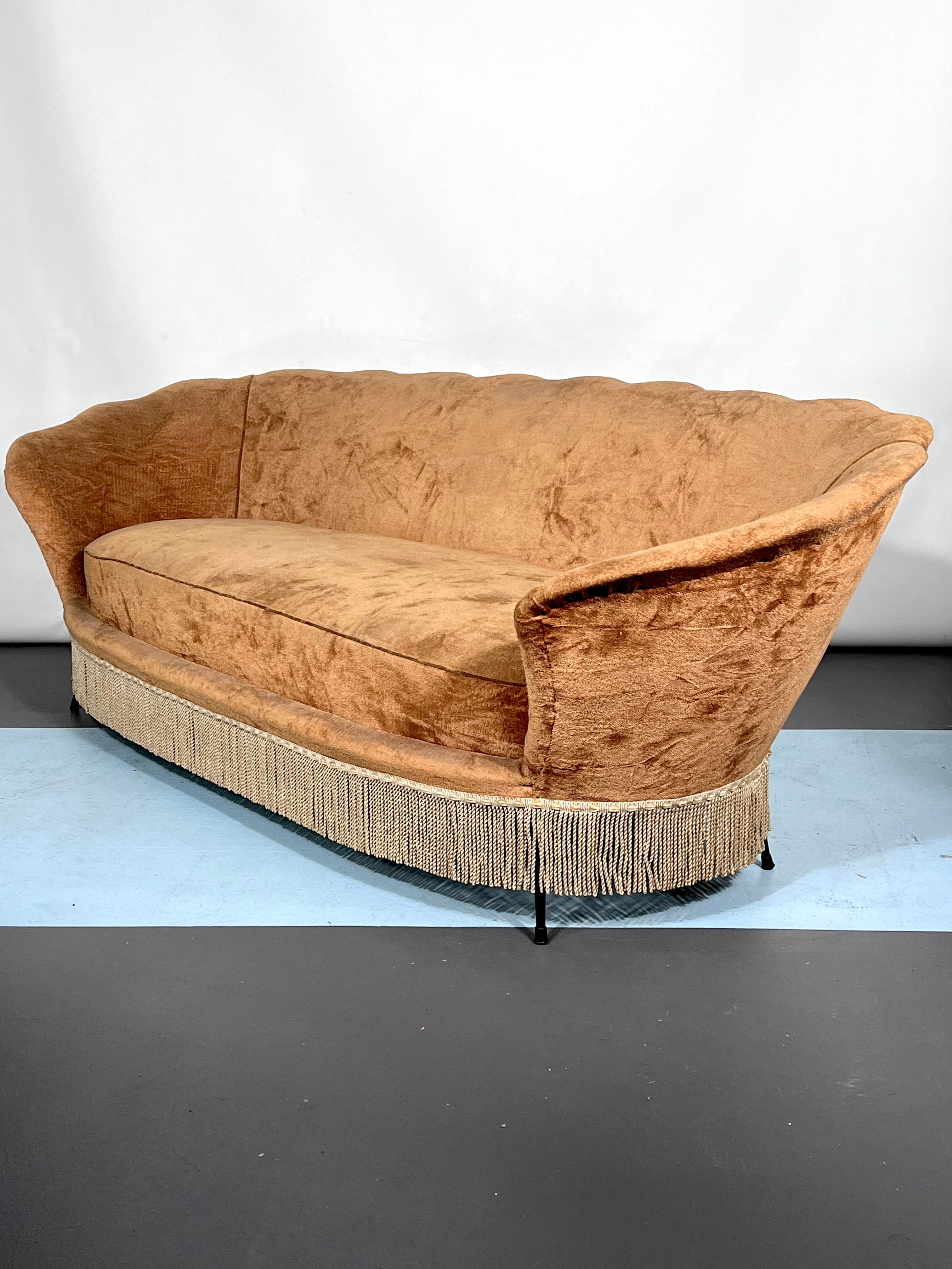 Gio Ponti Style, Vintage Italian Velvet Sofa Set from 50s at 1stDibs