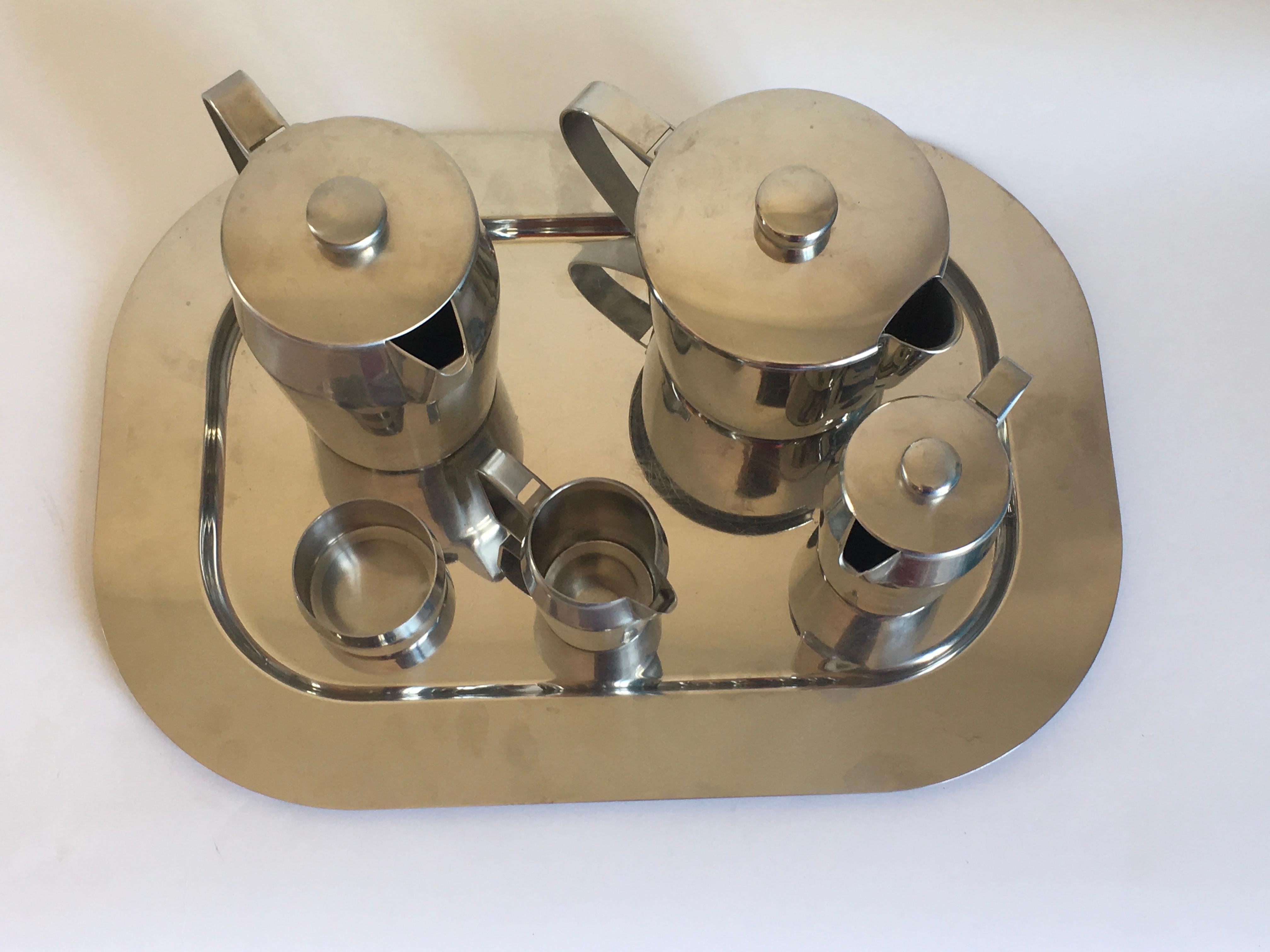 Gio Ponti Tea Set Steel for Sambonet, 1970 at 1stDibs