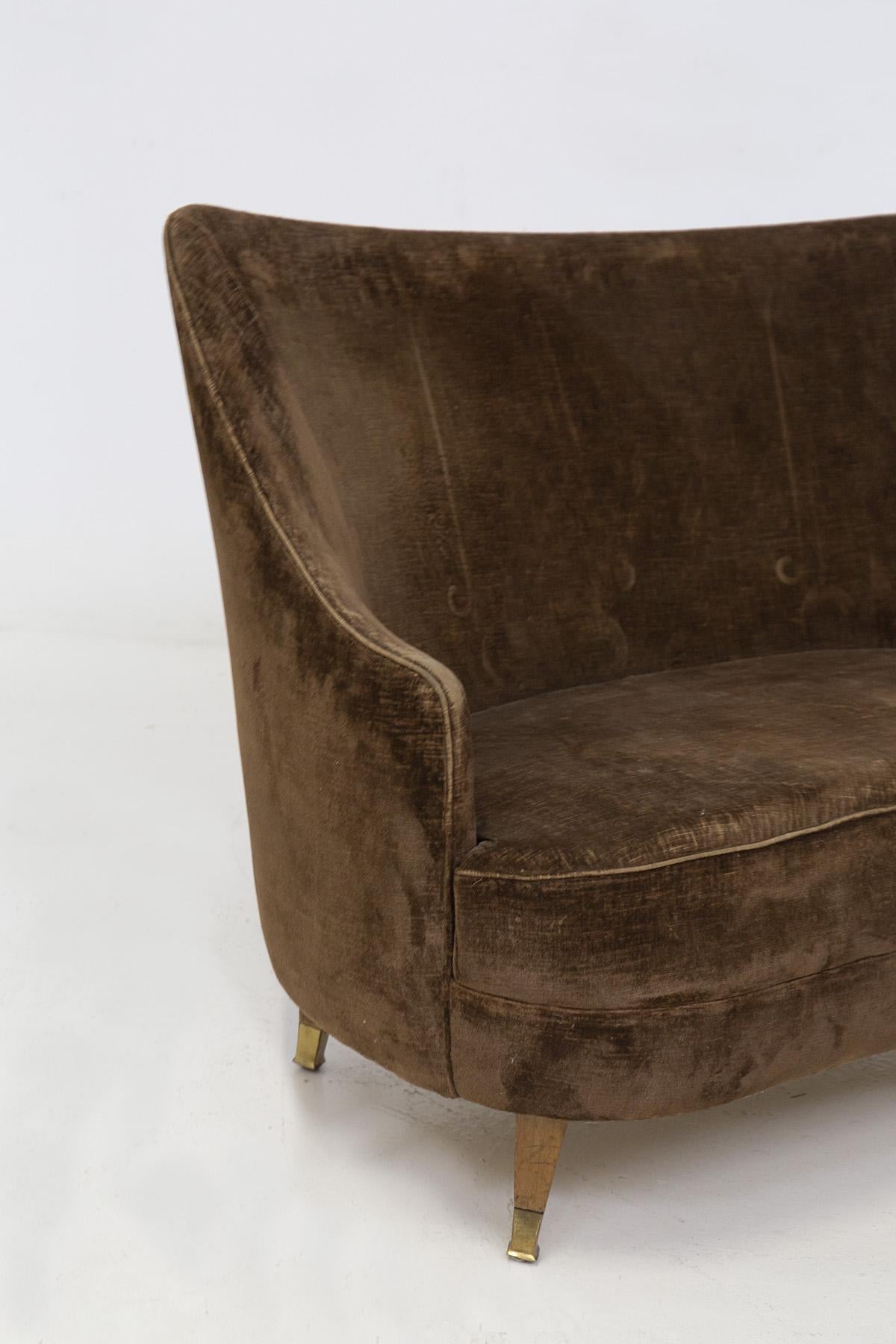 Gio Ponti Velvet Sofa for Casa e Giardino For Sale at 1stDibs
