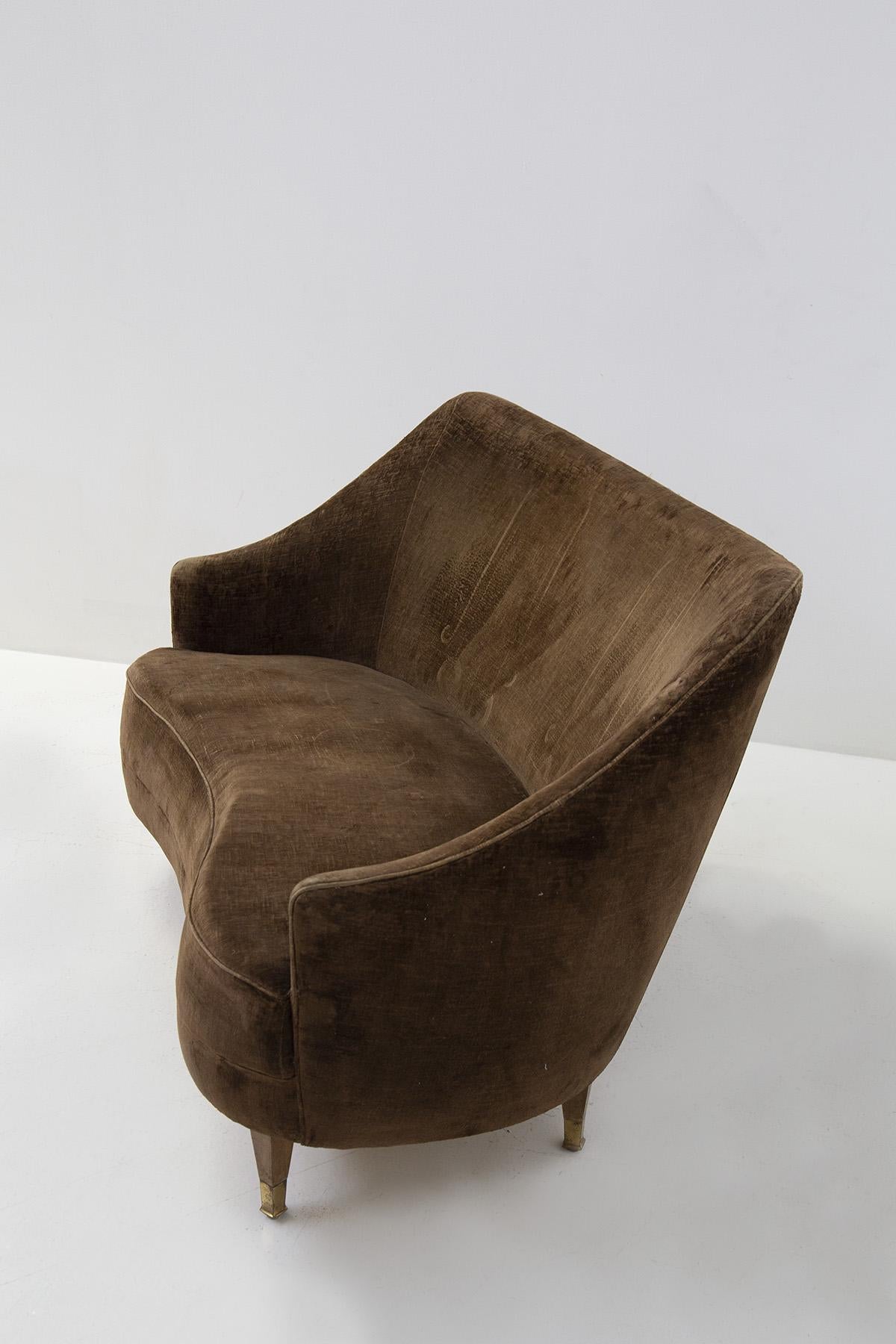 Gio Ponti Velvet Sofa for Casa e Giardino For Sale at 1stDibs