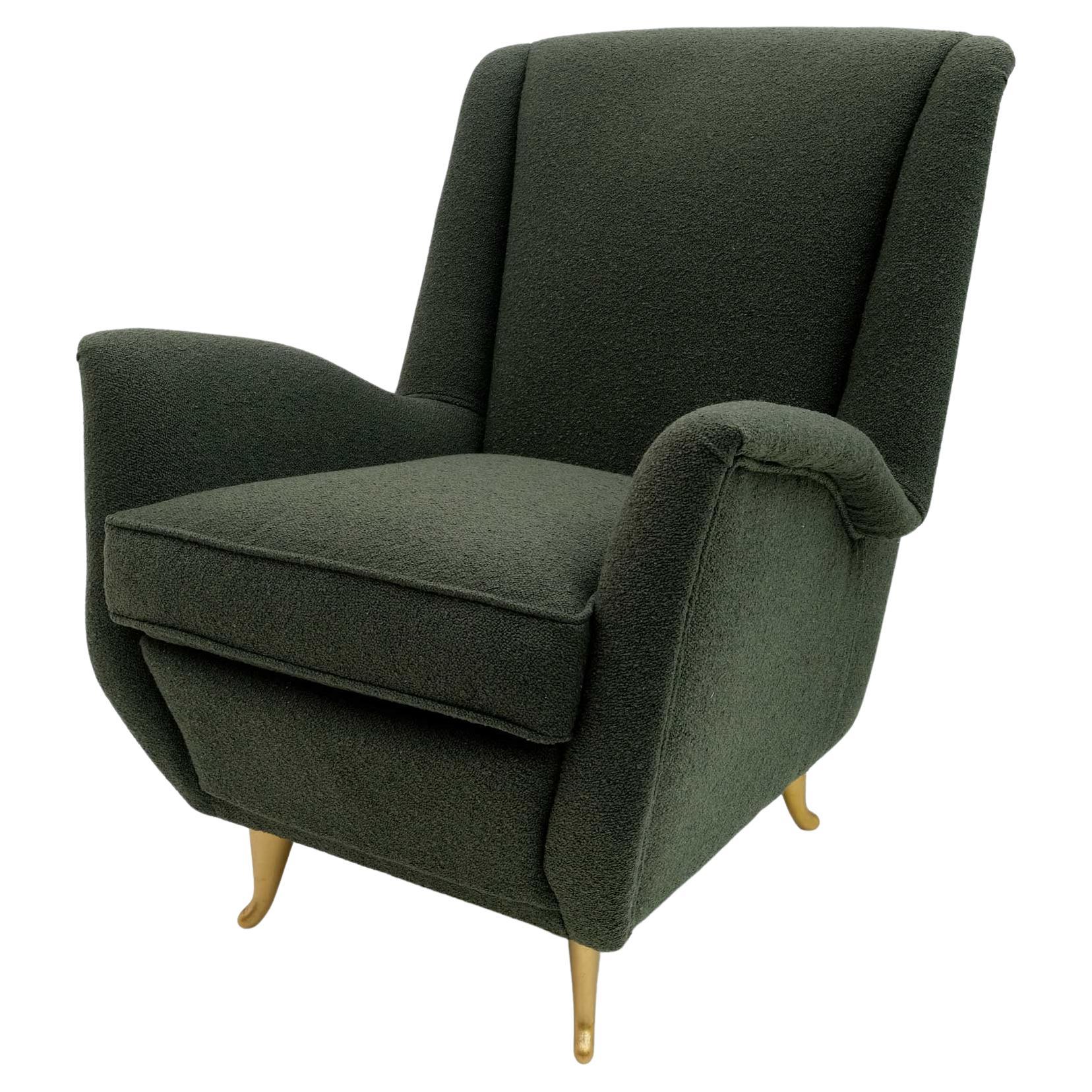 Elegant Italian Modern Yellow Armchair by Isa Bergamo, 1950 at 1stDibs
