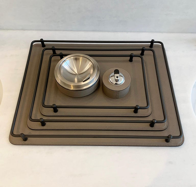 Giobagnara Rondo Trays with Libeccio Leather Ashtray and Montego Table ...