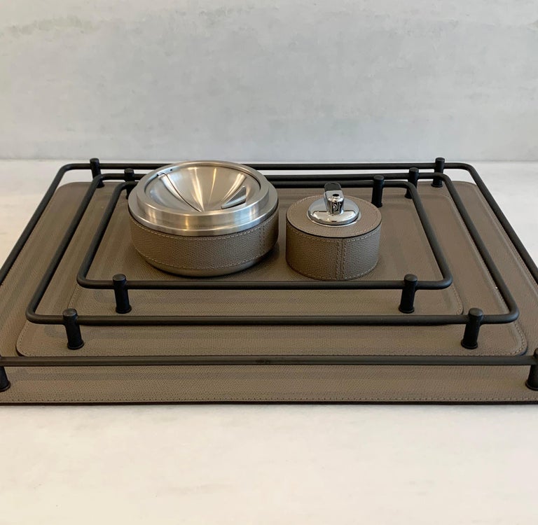 Giobagnara Rondo Trays with Libeccio Leather Ashtray and Montego Table ...