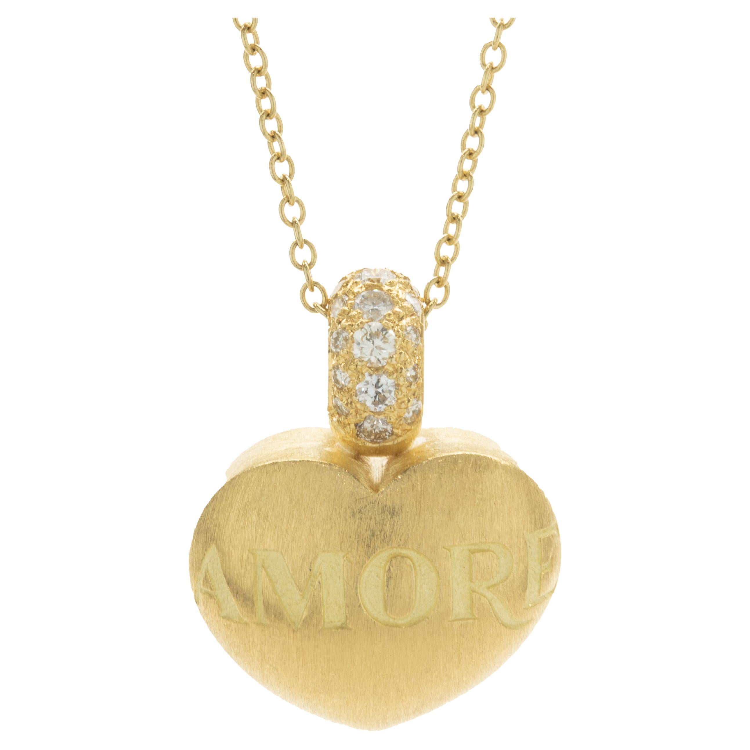18 Karat Yellow Gold Ruby Heart Necklace at 1stDibs