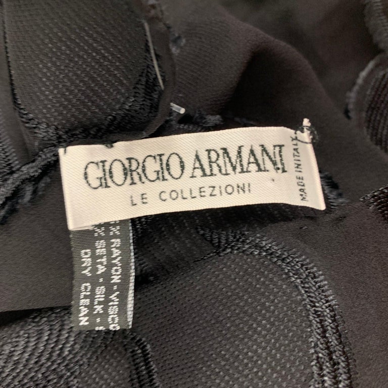 GIORGIO ARMANI Black Embroidered Rayon Blend Scarf For Sale at 1stDibs