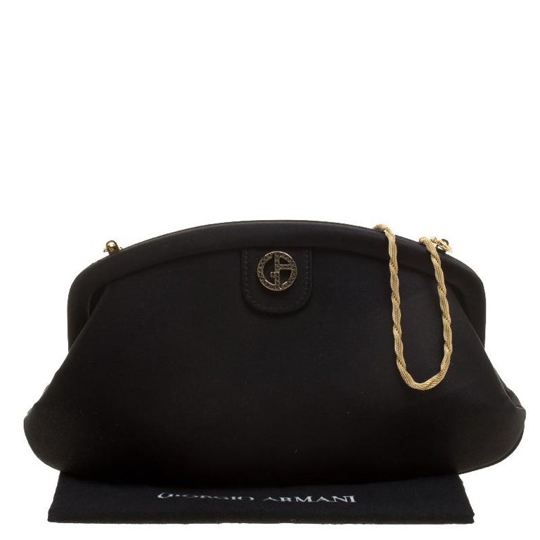 Giorgio Armani Black Satin Dinner Clutch For Sale at 1stDibs