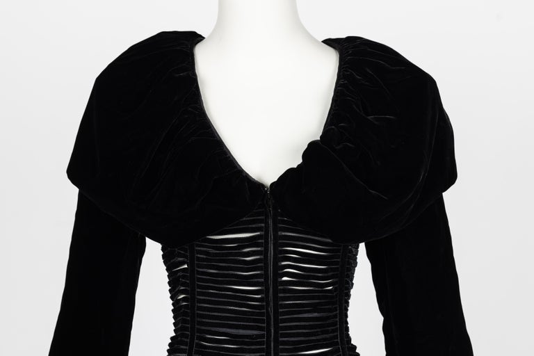 Giorgio Armani Black Velvet Cut Out Ribbon Corset Jacket For Sale at ...