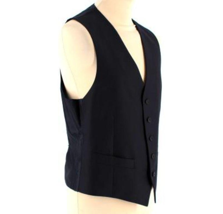 Giorgio Armani Black Wool Button Up Waistcoat For Sale at 1stDibs