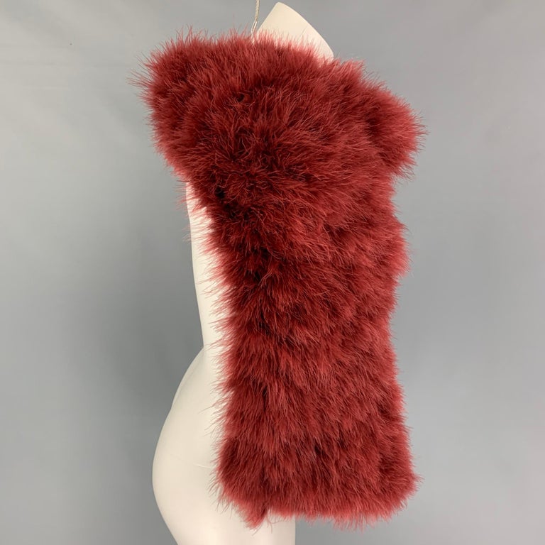 GIORGIO ARMANI Burgundy Textured Feathers Scarf For Sale at 1stDibs