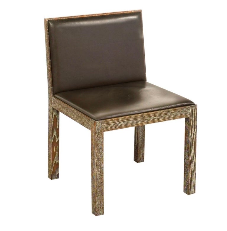 Giorgio Armani Casa Cerused Oak and Lajan Leather Minimal Dining Chair ...